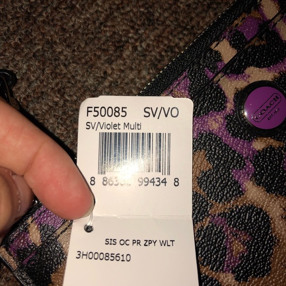 Coach | Bags | Black And Purple Leopard Print Wallet | Poshmark